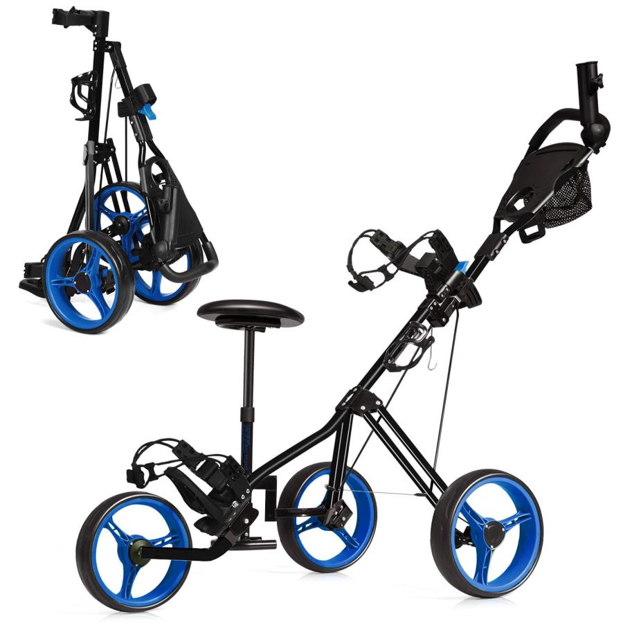 GIANTEX ゴルフバッグキャリー 折りたたみ式 ゴルフカート プッシュカート ゴルフバッグカート ゴルフキャリー 3輪 高さ調節可能 収納 自立式 : 田道屋 - 通販 - Yahoo ...
