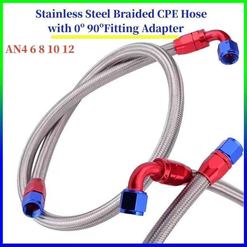 汎用燃料ホース1M/1.4M ステンレス 編組ホース 0 ° 90 アダプター AN4 6 8 10 12 : tamostore - 通販 - Yahoo!ショッピング
