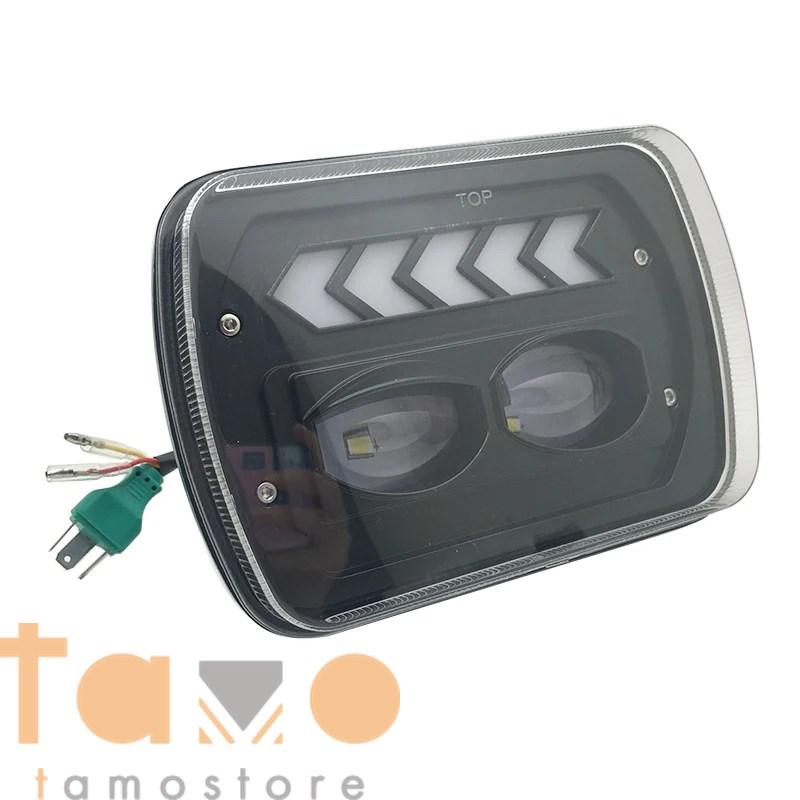 ヘッド ヘッドライト 2個 40w 7x6インチ 5x7インチ ledライト halo drl 86-95 jeep w rangler yj 84-01 ch erokee xj エンジェル ...