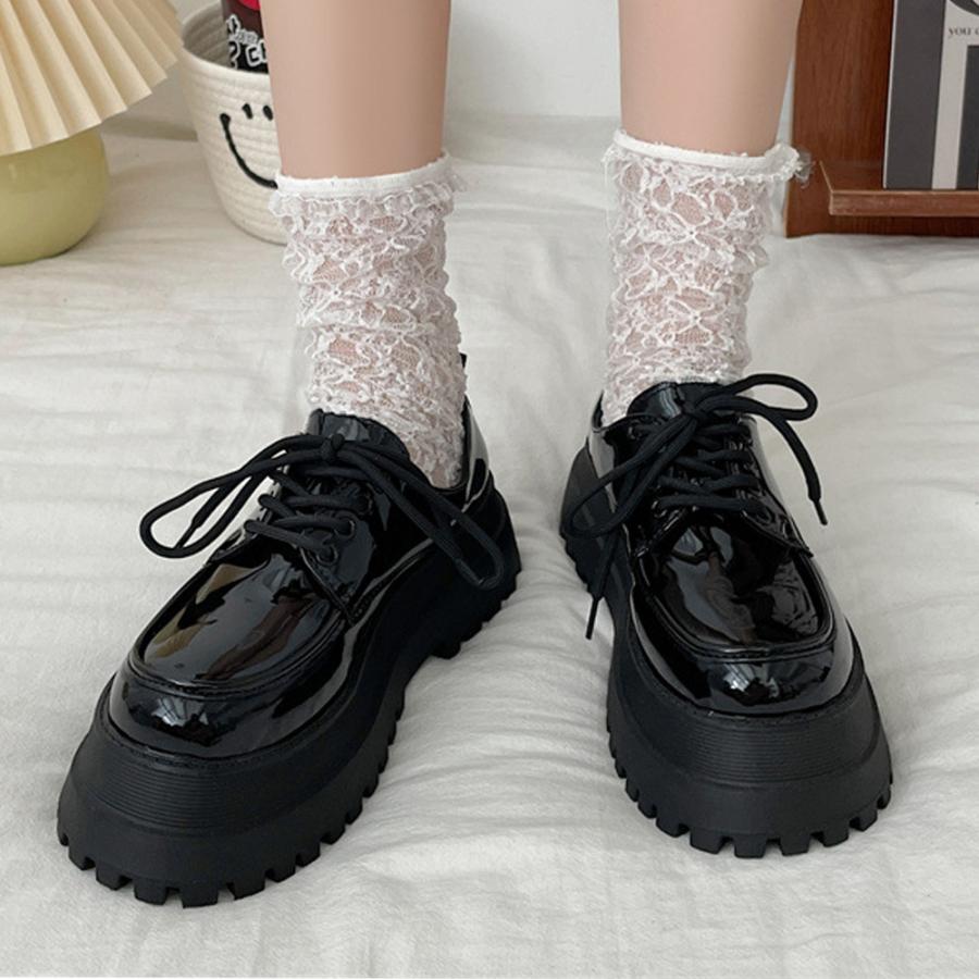 ドレスシューズ レディース 5cm厚底 レースアップ 靴 デザイン カジュアル 大きいサイズあり パンプス おしゃれ かわいい dhsj ...