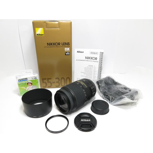 Nikon AF-S DX 55-300mm F4.5-5.6G ED VR レンズ HB-57純正フード 純正ポーチ 説明書 元箱 フィルター付 ニコン [管NI780] : ni780 ...