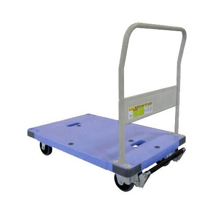耐荷重300kg 手押し台車 微音／ハンドル固定／SPブレーキタイプ dsk-302B2 （900mm×600mm/125φ車輪) ナンシン 送料無料 代引・個人宅配達不可 : タナサイズ ...