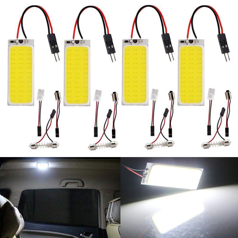YongMing ルームランプ 36連 LED ホワイト COB 面発光 ドームライト 12V用 3種類のアダプター付き 4個 : 丹田商店2 ...