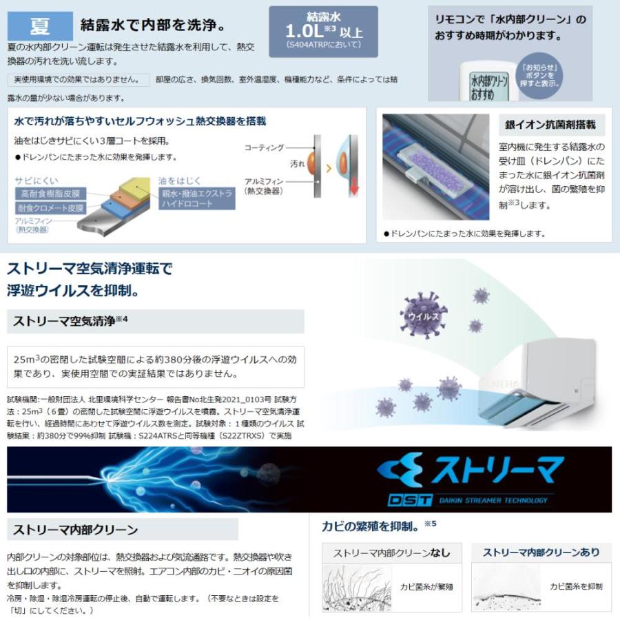 ダイキン《S805ATRP-C・S805ATRP(C)》 (F805ATRP(C) + R805ARP) 単200V 26畳・R07 : ルームエアコン・冷暖・加湿・RXシリーズ・うるさらX ...
