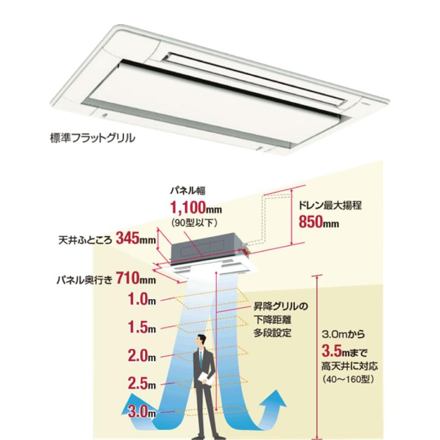 日立 日立《RCID-GP45RGH7》 パッケージエアコン 省エネの達人プレミアム R32天カセ 2方向 シングル 1.8馬力 三相200VRAS-GP45RGH2+RCID-GP45KA ...