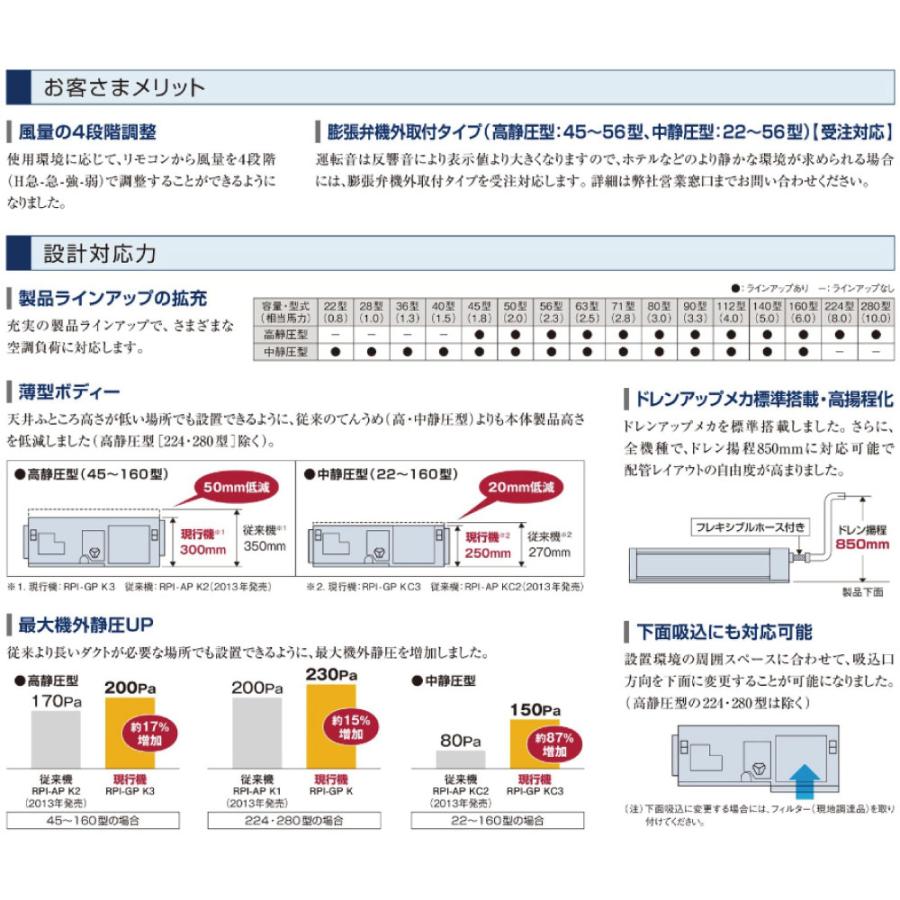 日立《RPI-GP160RGHGC8》 省エネの達人プレミアム R32 天埋 中静圧6馬力 三相200V :RAS-GP160RGH2+RPI-GP56KAC*3+TG-NP16A+PC ...
