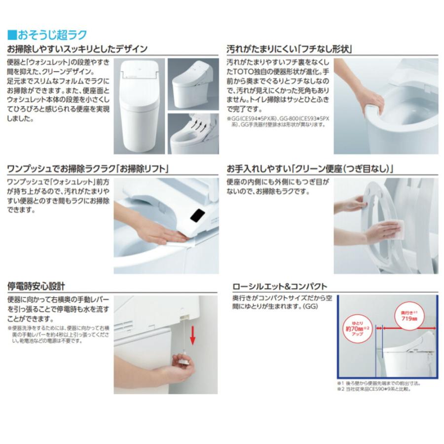 TOTO CES9315#SC1 (CS891B + TCF9315) (注3週) (パステルアイボリー) : ウォシュレット一体形便器 GG1-800 床排水 ∴ローシルエット&コンパクト ...