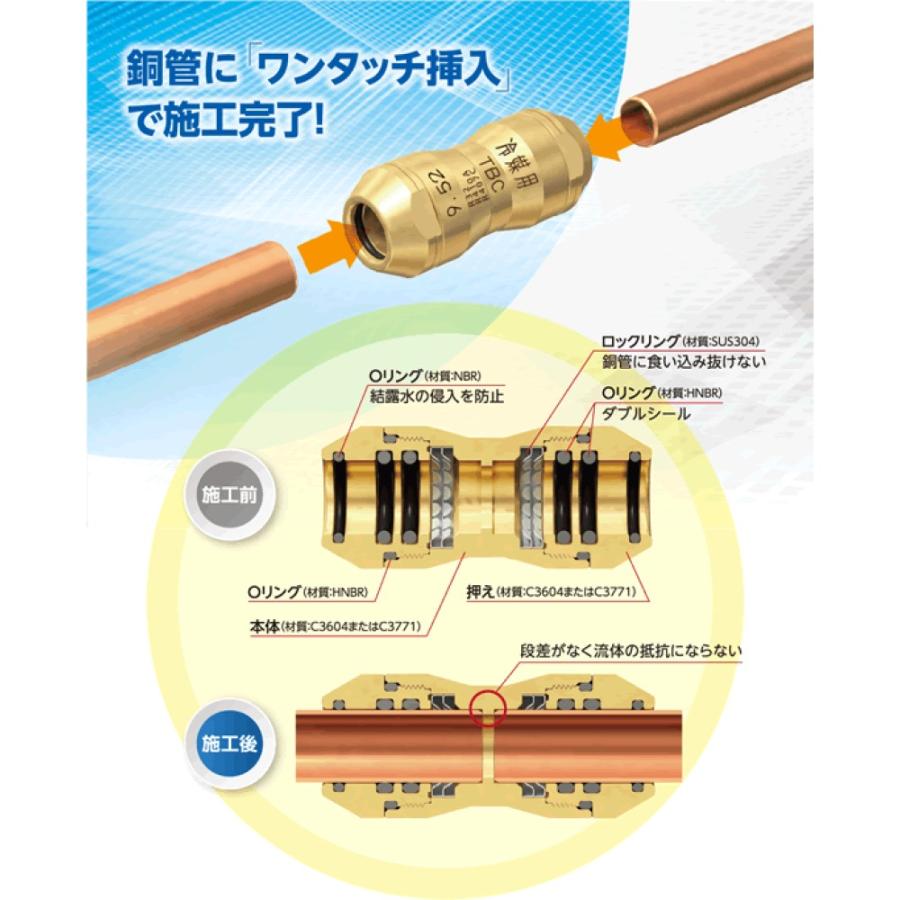 タブチ《FOC-K127X952 纒買 x12》冷媒銅管用 ワンタッチ継手 エフ-1 ソケット 異径 : FOC-K127X952 12.7 x 9.52(20ミリ厚保温カバー付 ...