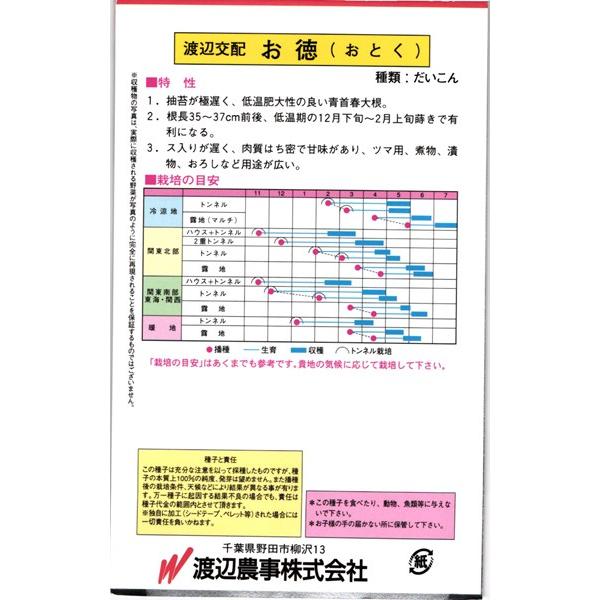 春どりダイコン 種 『お徳』 渡辺農事/2dl : 種兵ネットショッピング - 通販 - Yahoo!ショッピング