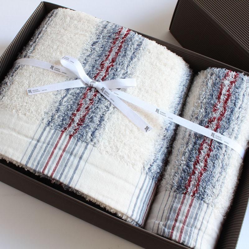 今治タオル コンテックス 40ストライプ ギフトセット Imabari Towel Kontex 40 Stripe GiftSet バスタオル1枚xフェイスタオル1枚 : Tanokichi ...