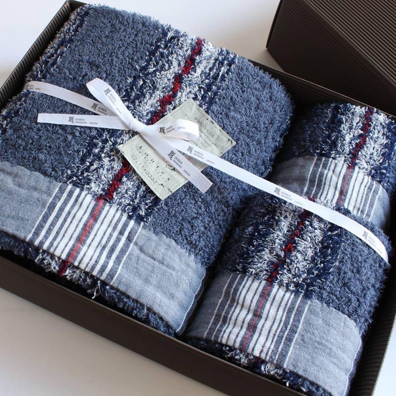 今治タオル コンテックス 40ストライプ ギフトセット Imabari Towel Kontex 40 Stripe GiftSet バスタオル1枚xフェイスタオル1枚xゲストタオル1枚 ...