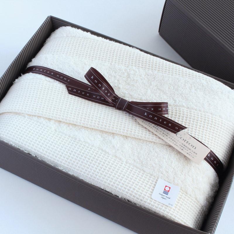 今治タオル コンテックス ワッフルボーダー ギフトセット Imabari Towel Kontex Waffle Border GiftSet バスタオル1枚 : Tanokichi ...