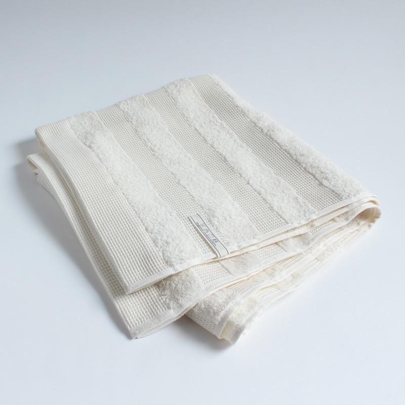 今治タオル コンテックス ワッフルボーダー Imabari Towel Kontex Waffle Border バスタオル ベージュ : Tanokichi Towel Service ...