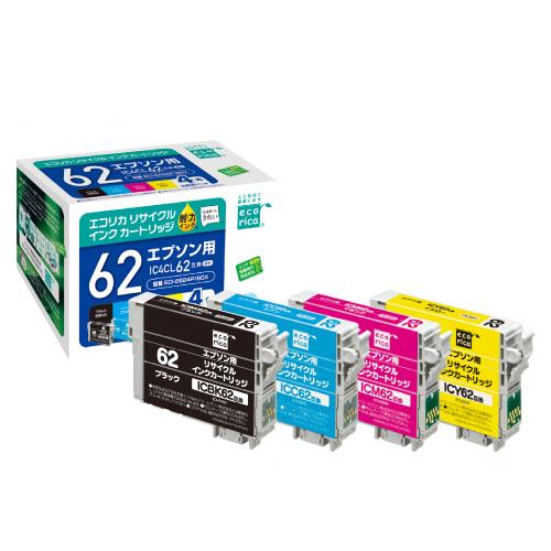 エコリカ エコリカ リサイクルインクカートリッジ 4色パック [エプソン：IC4CL62互換] ECI−E624P／BOX 1箱（4個：各色1個） : ぱーそなるたのめーる - 通販 ...