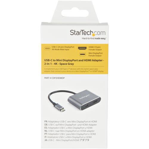StarTech.com USB TypeC−Mini DisplayPort／HDMI変換アダプタ 4K／60Hz スペースグレー CDP2HDMDP （お取寄せ品） : ぱーそなる ...