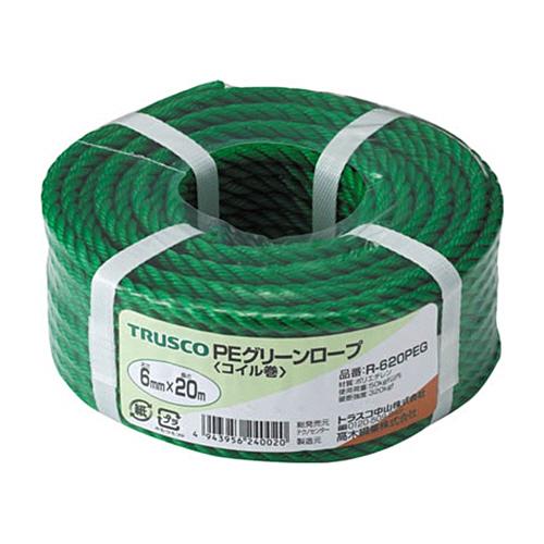 TRUSCO ポリグリーンロープ 6mm×20m コイル巻 R−620PEG 1巻 （直送） : 4692979 : ぱーそなるたのめーる - 通販 - Yahoo!ショッピング