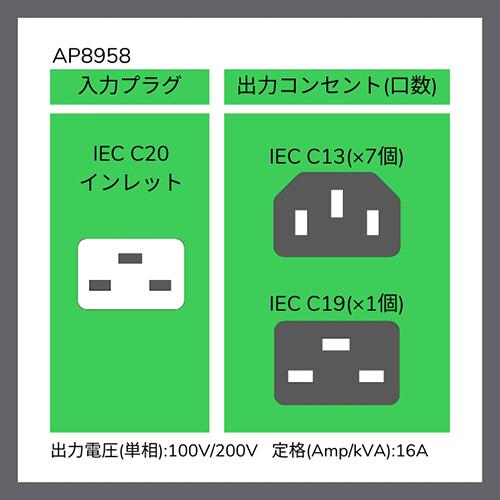APC ラックマウントPDU 単相100／200V 16A AP8958 1台 （お取寄せ品） : ぱーそなるたのめーる - 通販 ...