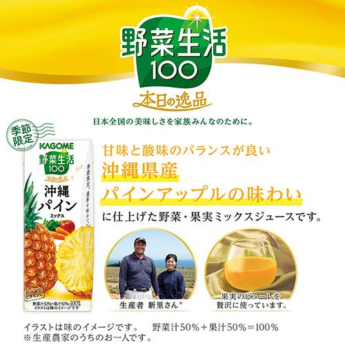 KAGOME カゴメ 野菜生活100 本日の逸品 沖縄パインミックス 195mL 紙パック 1ケース（24本） （お取寄せ品） : ぱーそなるたのめーる - 通販 - Yahoo!ショッピング