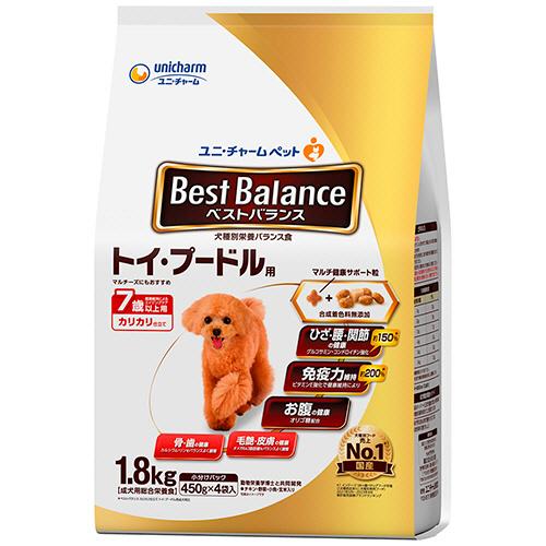 unicharm ユニ・チャーム ベストバランス カリカリ仕立て トイ・プードル用 7歳以上用 1．8kg（450g×4袋） 1セット（4パック）（お取寄せ品） : ぱーそなるたのめーる ...