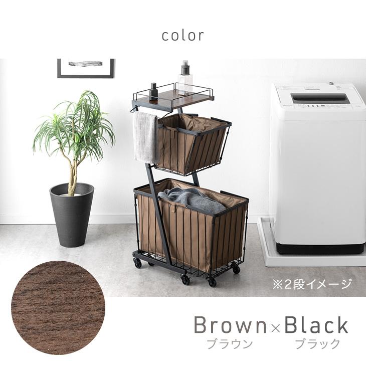 タンスのゲン ランドリーバスケット 2段 大容量 スリム 防水 おしゃれ 洗濯かご ランドリーボックス 91L キャスター 袋付き ランドリー ...