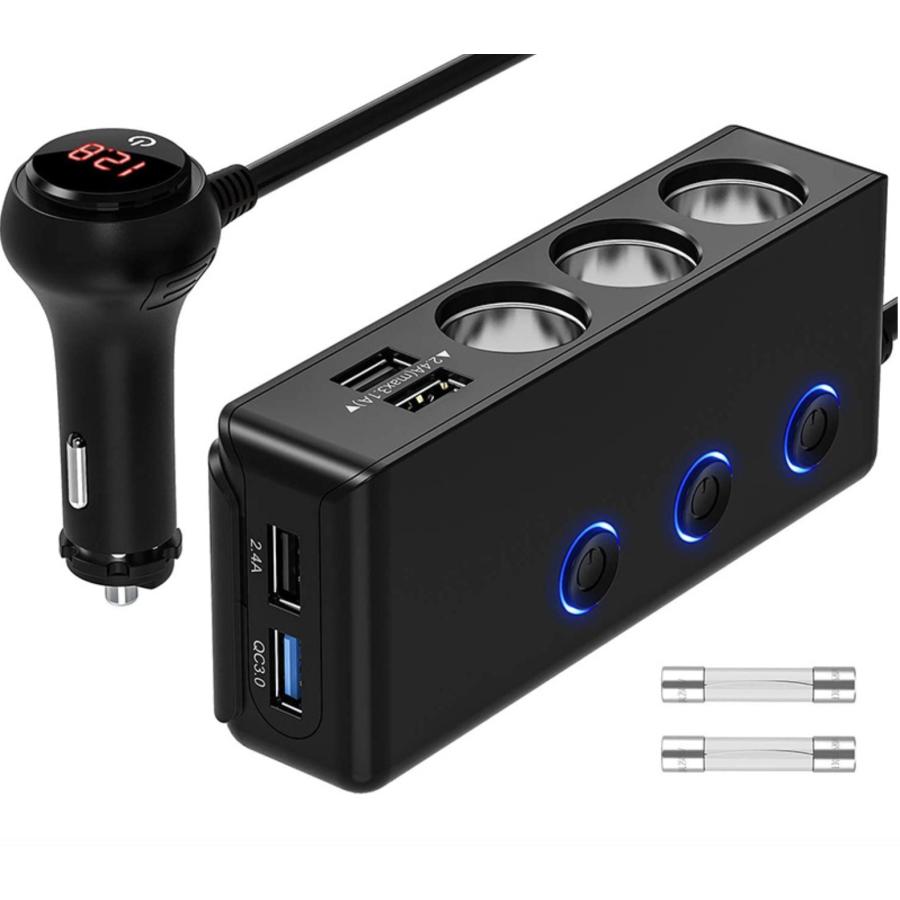 iFormosa 車載シガーソケット 充電器 3ポート 独立スイッチ PD 120W IF-TR30 : if-tr30 : タオバオの達人 ...