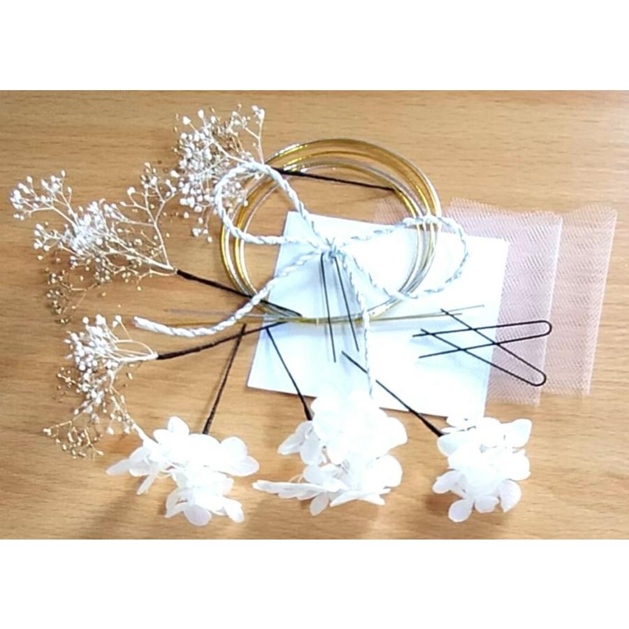 [髪飾りTATA8]成人式 卒業式 結婚式 かんざし 袴 振袖 留袖 和装 着物 花 ドライフラワー 金箔 水引き 和紐 チュール 白/ゴールド/シルバー46 :tata80046 ...