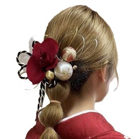 【髪飾りTata8】成人式 結婚式 卒業式 振袖 袴 七五三 着物 和装 ヘッドドレス 高級造花胡蝶蘭 パール 和玉 水引 ロープ リボン(赤/ゴールド/黒/シルバー)75b : ハンドメイド ...