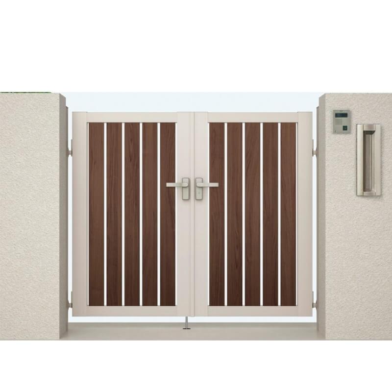 LIXIL 開き門扉AB ウッディTS2型両開き 埋込使用 呼称06-10 扉寸法W1200(600+600)×H1000mm リクシル 開き門扉 おしゃれ シンプル リフォーム : 建具専門 ...