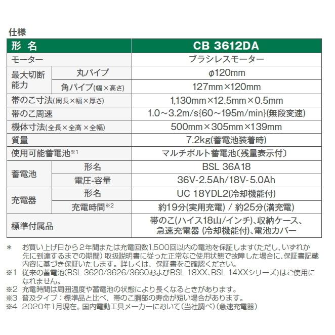 HiKOKI（ハイコーキ） (メーカー直送) コードレスロータリバンドソー CB3612DA(NN) 本体のみ※バッテリ・充電器・ケース別売 ...