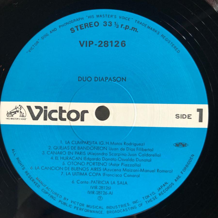 Duo Diapason / TANGO LP VICTOR : tatsuda records - 通販 - Yahoo!ショッピング