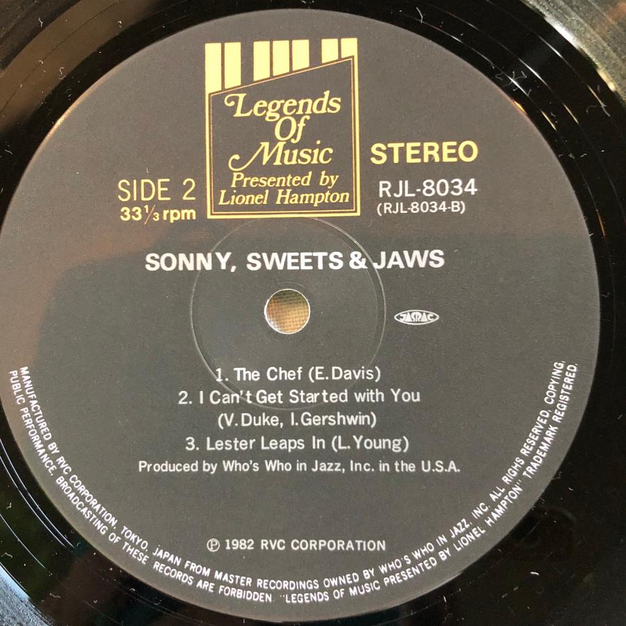 Sonny Stitt, Harry Sweets Edison & Eddie Lockjaw Davis / Sonny, Jaws LP Legends Of Music・RVC ...