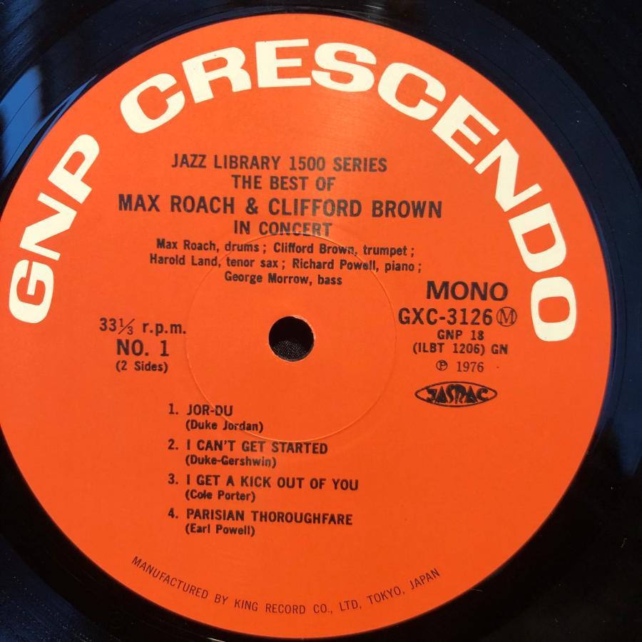 Max Roach And Clifford Brown / In Concert LP GNP Crescendo・KING RECORD : d-3429 : tatsuda ...