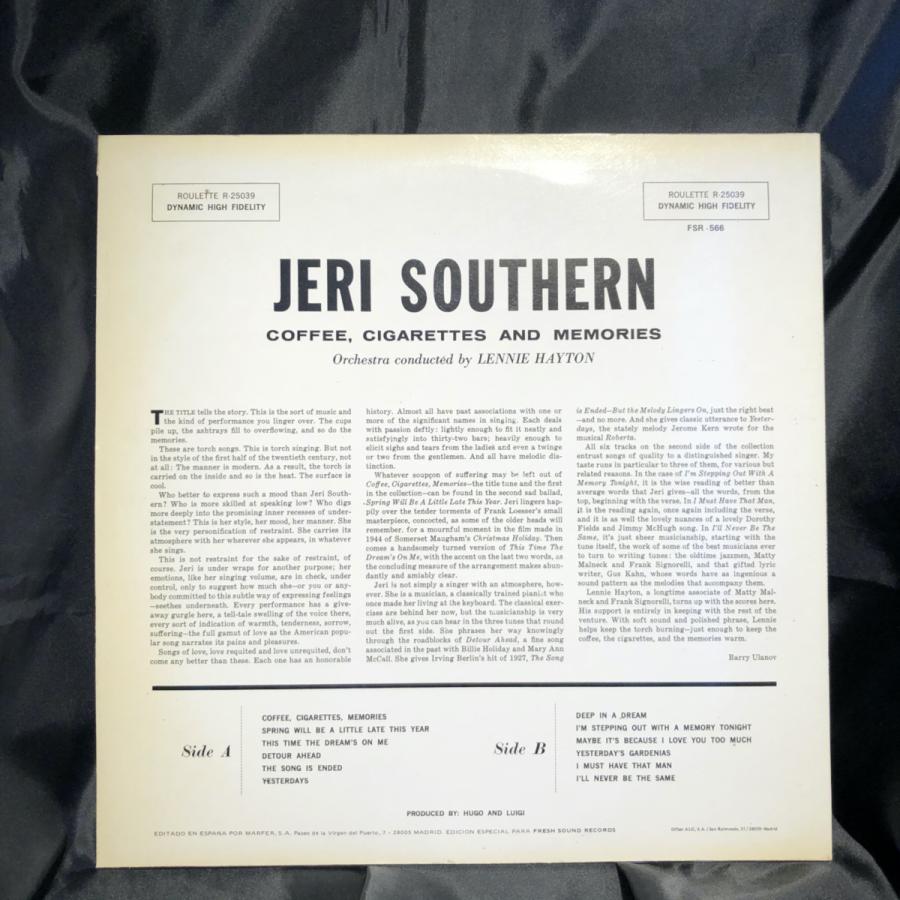 Jeri Southern / Coffee, Cigarettes & Memories LP ROULETTE ・ FRESH SOUND ...