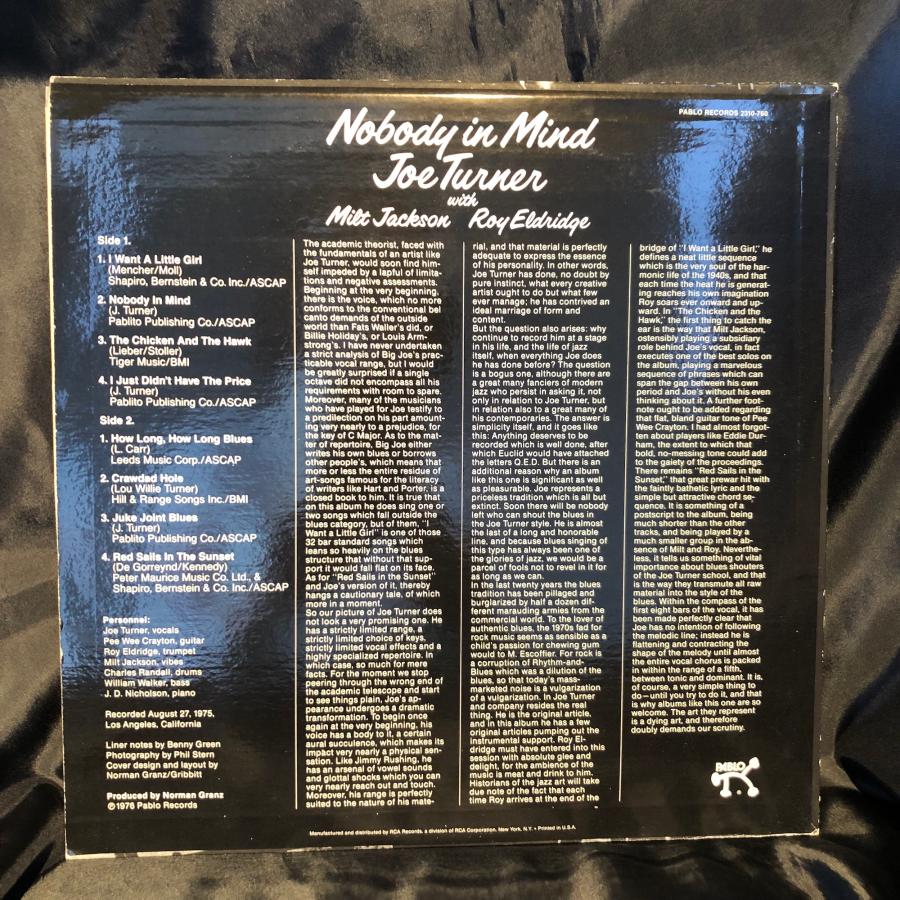 Joe Turner With Milt Jackson Roy Eldridge / Nobody In Mind LP Pablo ...
