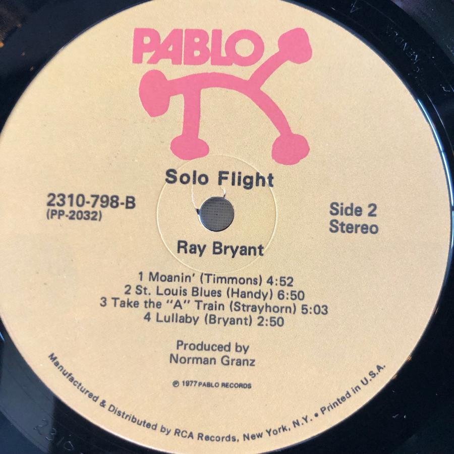 Ray Bryant / Solo Flight LP Pablo Records : tatsuda records - 通販 ...