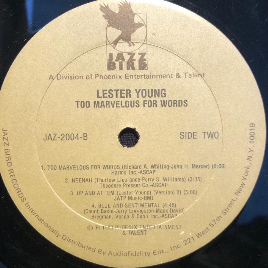 Lester Young / Too Marvelous For Words LP Jazz Bird : tatsuda records ...