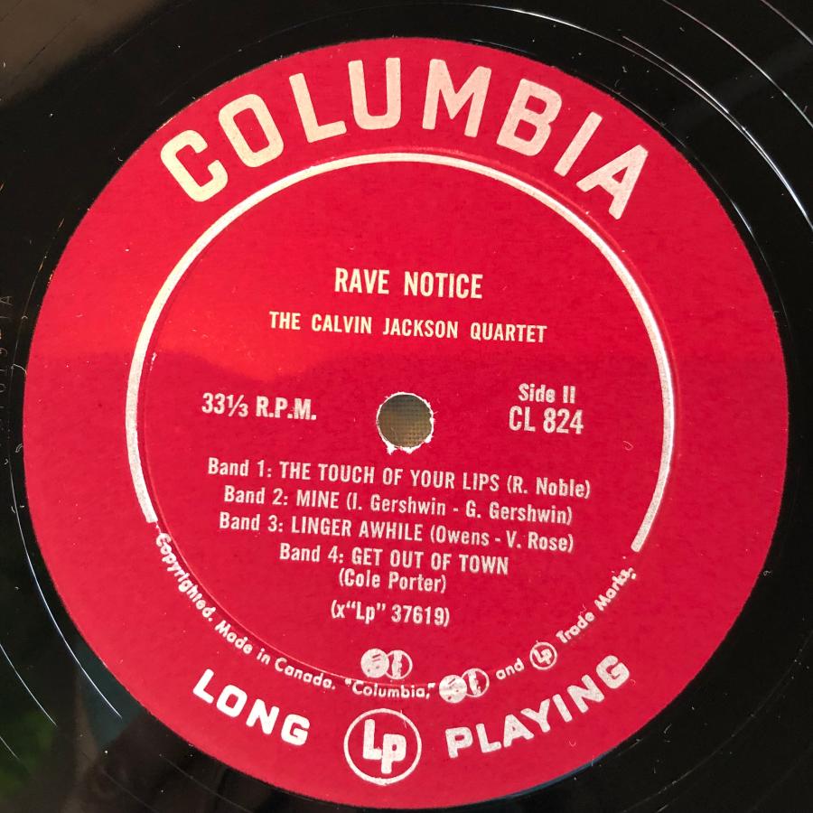The Calvin Jackson Quartet / Rave Notice LP Columbia : j-3717 : tatsuda records - 通販 - Yahoo!ショッピング