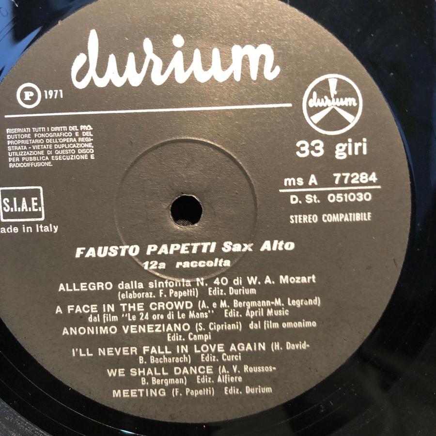 Fausto Papetti / 12a Raccolta. LP Durium : tatsuda records - 通販 - Yahoo ...