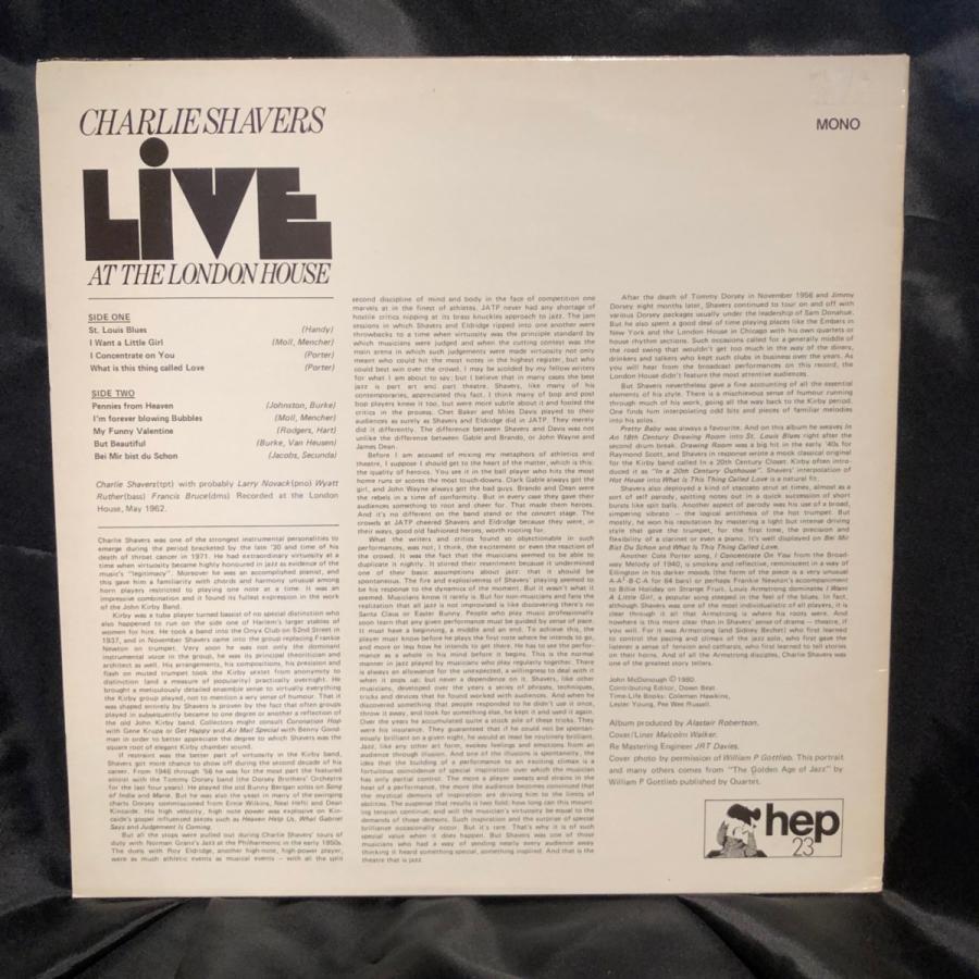 Charlie Shavers / Live At The London House LP Hep Records : tatsuda ...