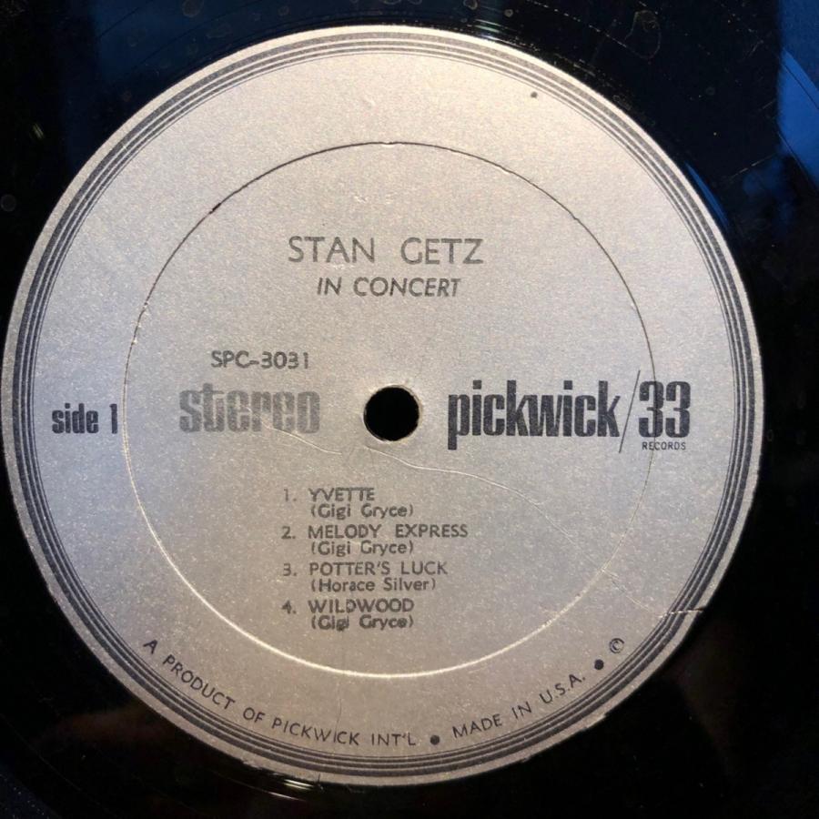 Stan Getz / In Concert LP Pickwick/33 Records : tatsuda records - 通販 ...