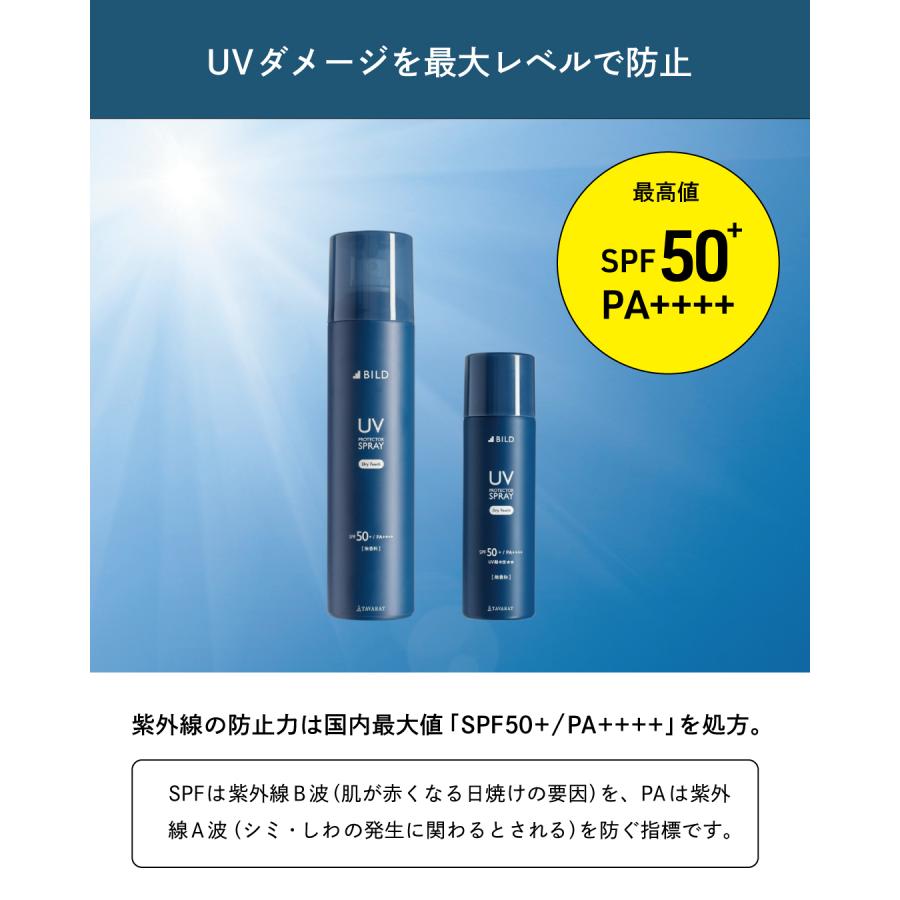 日焼け止め UVスプレー 単品 メンズ コンパクト 持ち運び SPF50+ PA++++ ウォータープルーフ ビルド UVカット さらさら 無香料 BILD-05-Uvsp60-pin ...