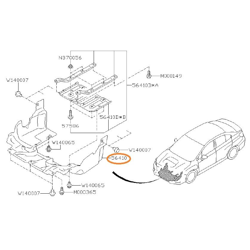 56410AG005【スバル純正】【福山通運配送】アンダーカバー ※補修用部品【SUBARU純正部品】(旧品番：56410AG003 ...