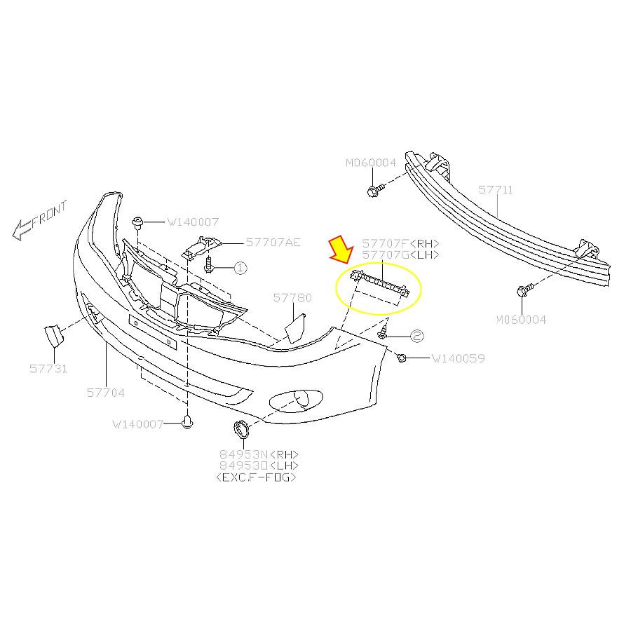 57707FG002【スバル純正】ブラケット フロントバンパ サイド右【SUBARU純正部品】純正パーツ BRACKET-FRONT ...
