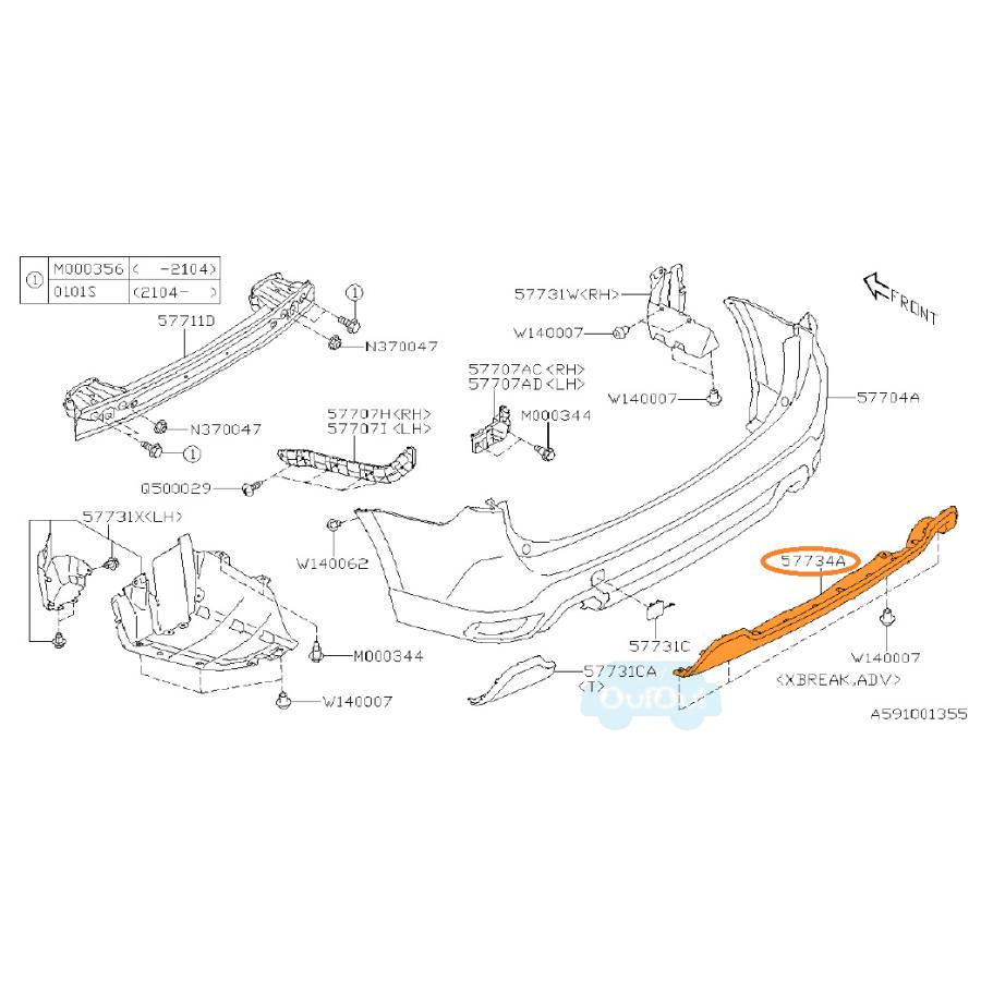 ※品薄※57734SJ340【スバル純正】【福山通運配送】リヤバンパーガード(レッドオレンジ加飾付)※樹脂製【SUBARU純正部品 ...