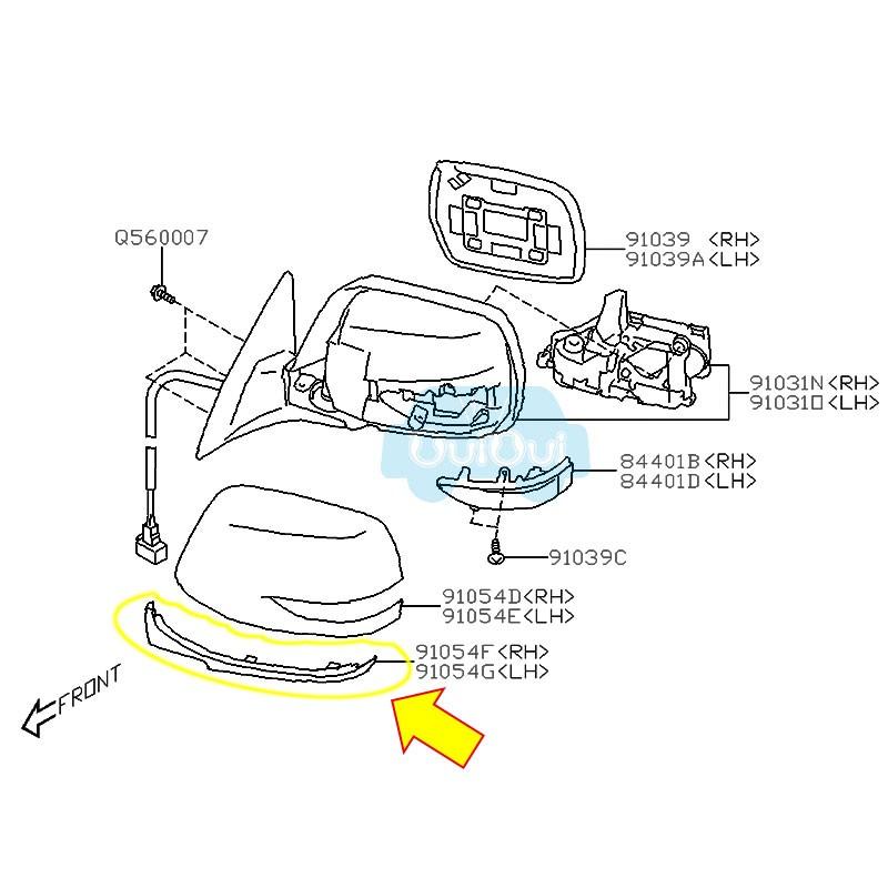 SUBARU 91054AJ231※左(助手席側)のみ【STI-スバル】左側ドアミラーカバーロアキャップ (サブミラーなし/下側）SUBARU ...