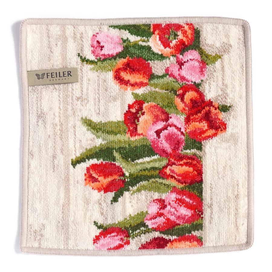 feiler FEILER フェイラー アムステルダム チューリップ Amsterdam ハンカチ ハンドタオル 花 花柄 プレゼント 人気 タオルハンカチ 25×25cm beige ...