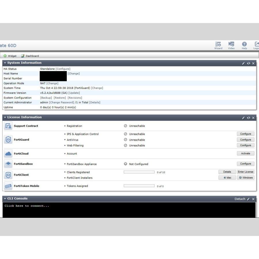 Fortinet FortiGate-60D FG-60D FortiOS v5.2.4 build0688 (GA) 設定初期化済 ...