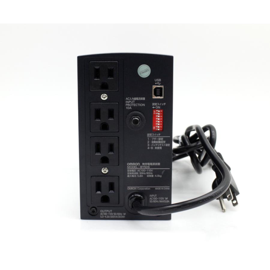 OMRON POWLI BY50S 100V 小型UPS 300W/500VA 100V対応4出力 高16.5cm/幅9.2cm/奥行28 ...