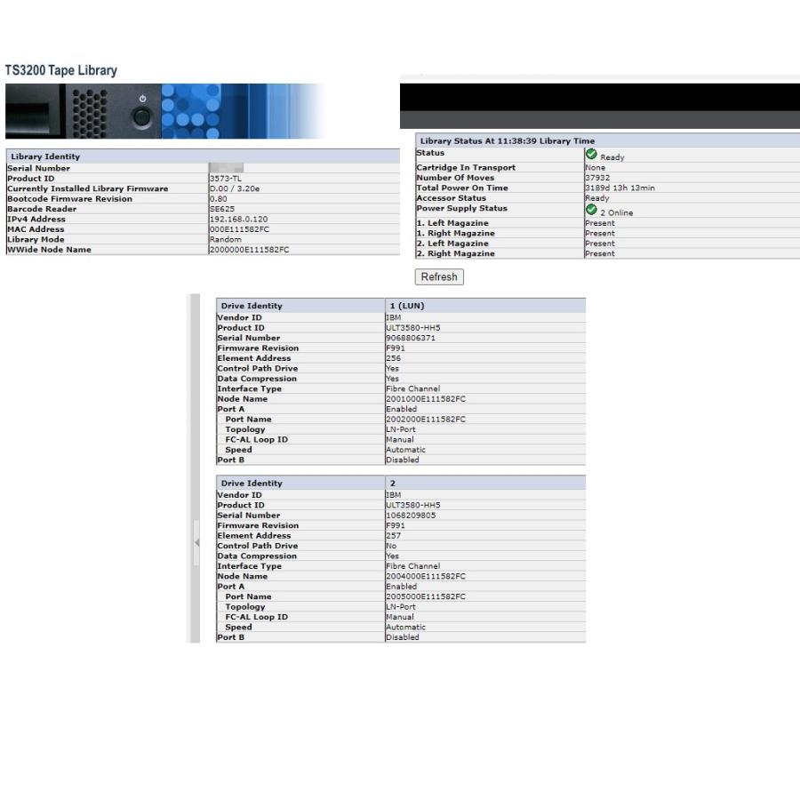 IBM System Storage TS3200 LTO5ドライブ2基搭載 48カートリッジスロット 4Uラックマウント型テープオート ...