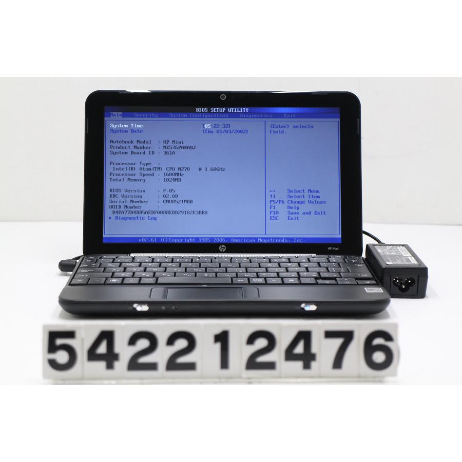 hp HP Mini 1000 Atom N270 1.6GHz/2GB/16GB(SSD)+8GB(USB)/10.2W/WSVGA(1024x600)/OS無し CMOS完全消耗 ...